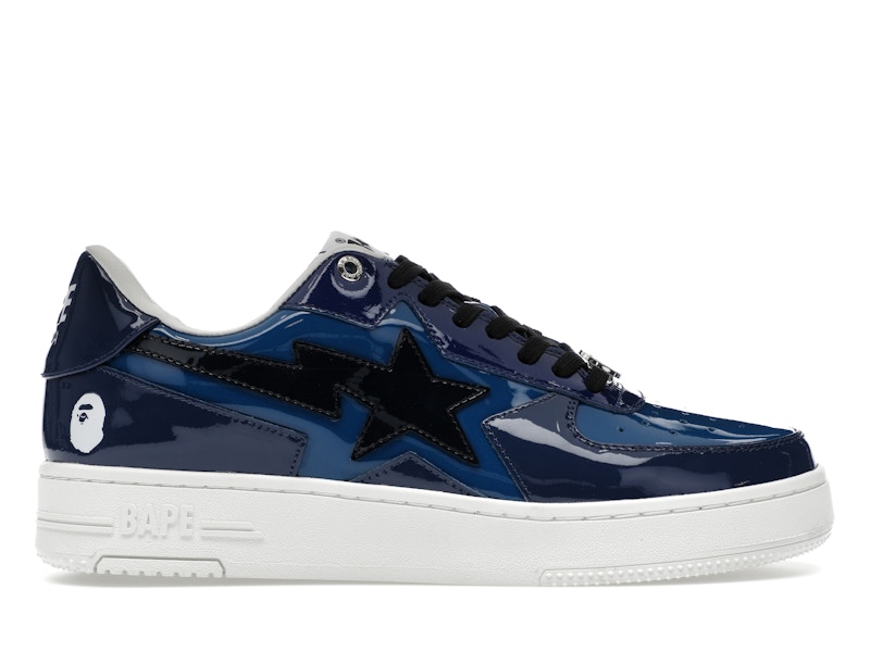 A Bathing Ape Bape Sta Icon Low Navy Blue Patent Men's - 1K80-191-308 ...