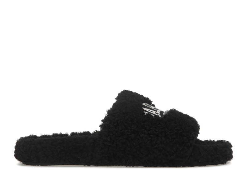 Balenciaga Paris Furry Slide Black Men's - 654747 W2DO2 1001 - US