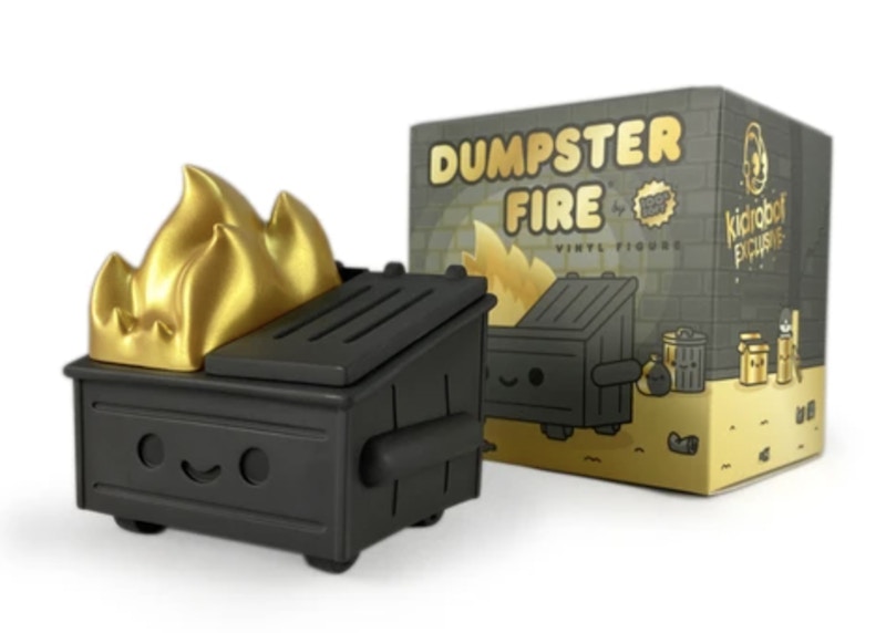 100% x Kidrobot Exclusive Dumpster Fire Vinyl Figure Black - US