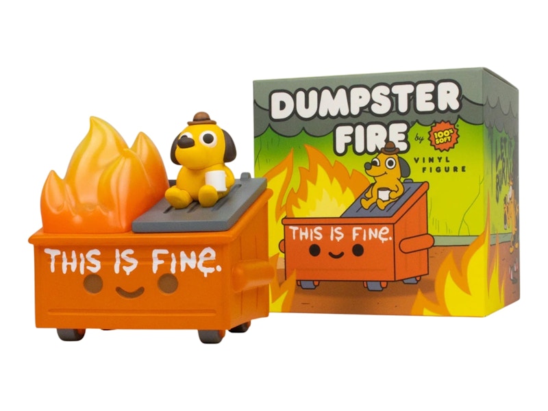 100 Soft Dumpster Fire This is Fine Vinyl Figure Orange - US