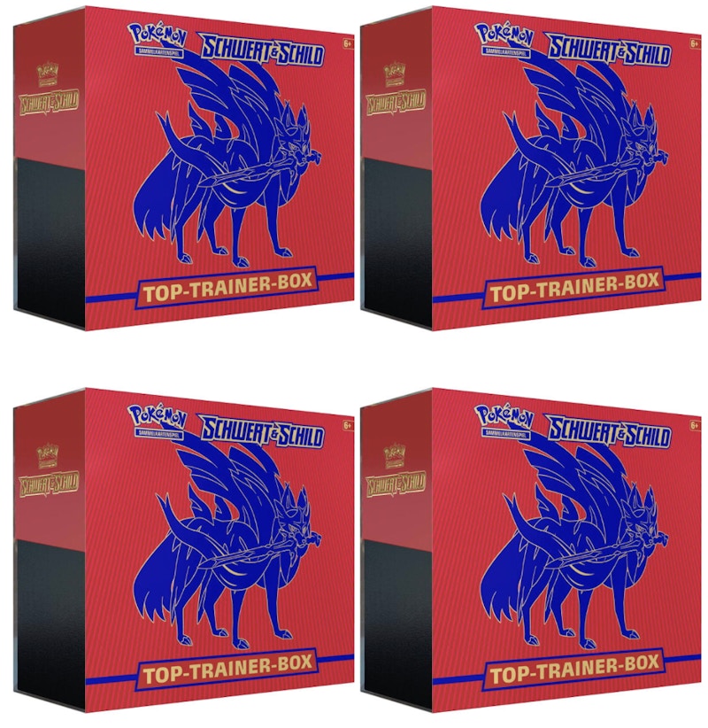 Pokémon TCG Schwert & Schild Top Trainer Box (Rot) 4x Lot - GB