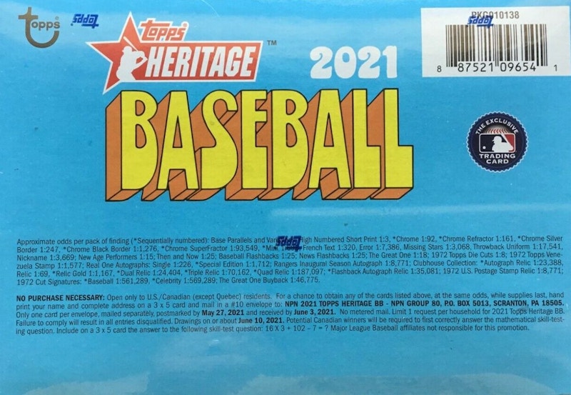 2021 Topps Heritage Baseball Target Mega Box (17 Packs) - 2021 - US