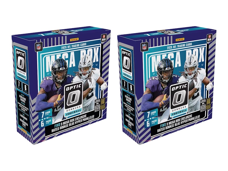 2025 Panini Donrus Optic Football (Blue Hyper Parallels) Mega Box 2x ...