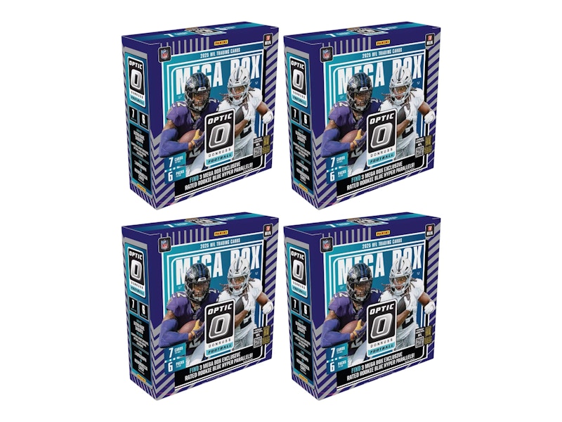 2025 Panini Donrus Optic Football (Blue Hyper Parallels) Mega Box 4x ...