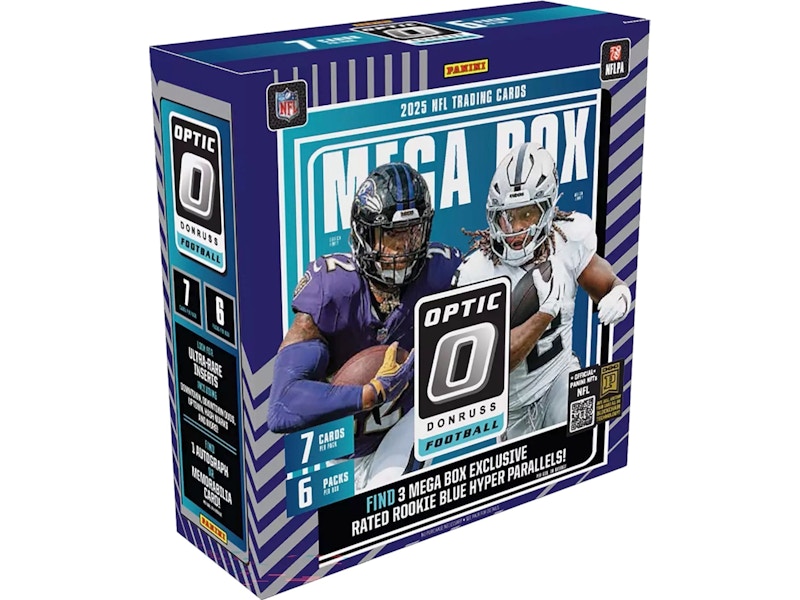 2025 Panini Donrus Optic Football (Blue Hyper Parallels) Mega Box ...