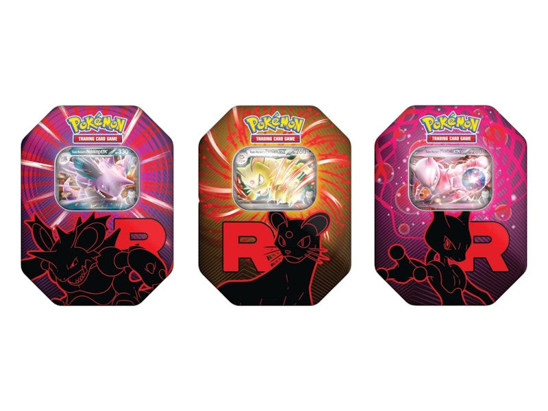 2025 Pokémon Team Rocket Mewtwo Ex/Persian Ex/Nidoking Ex Tin Case Set ...