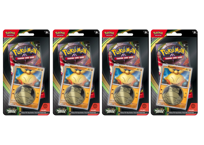 2026 Pokémon Mega Perfect Order Makuhita Premium Checklane Pack 4x Lot ...