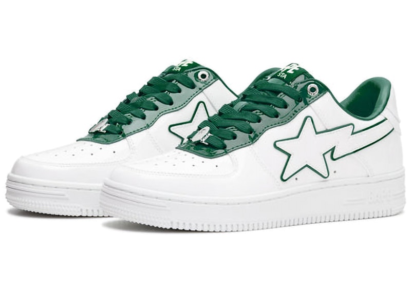 A Bathing Ape Bape Sta Patent Leather White Green Men's - 1J30-191-017 ...