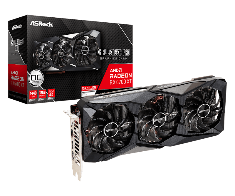 AMD ASROCK Radeon RX 6700 XT Phantom Challenger Pro 12GB OC Graphics ...