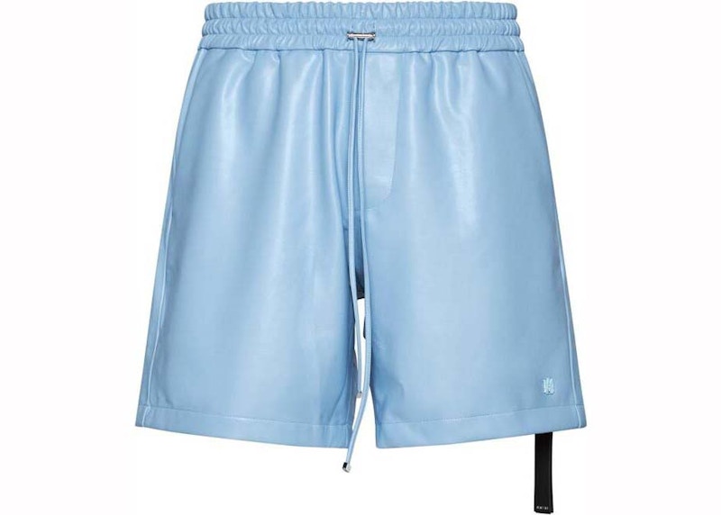 AMIRI Vegan Leather Baseball Shorts Baby Blue Men's - US
