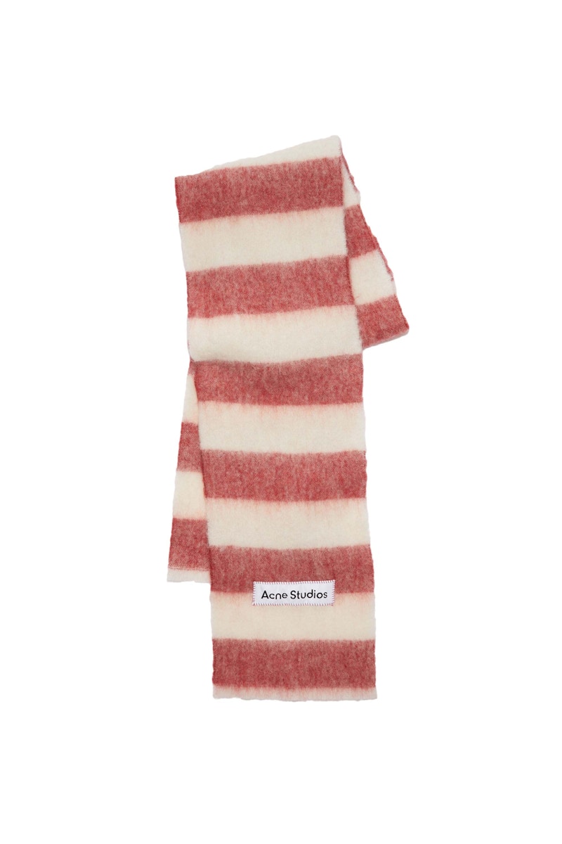 Acne Studios Wool-Blend Stripe Scarf Red/White - US