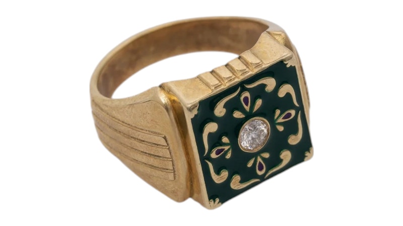 Aime Leon Dore Diamond Tile Ring Gold Men's - SS25 - US