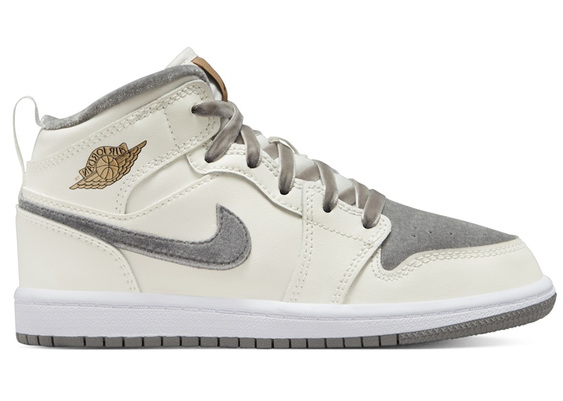 Jordan 1 Mid SE Sail Metallic Gold Flat Pewter (PS) - FB9897-100 - US