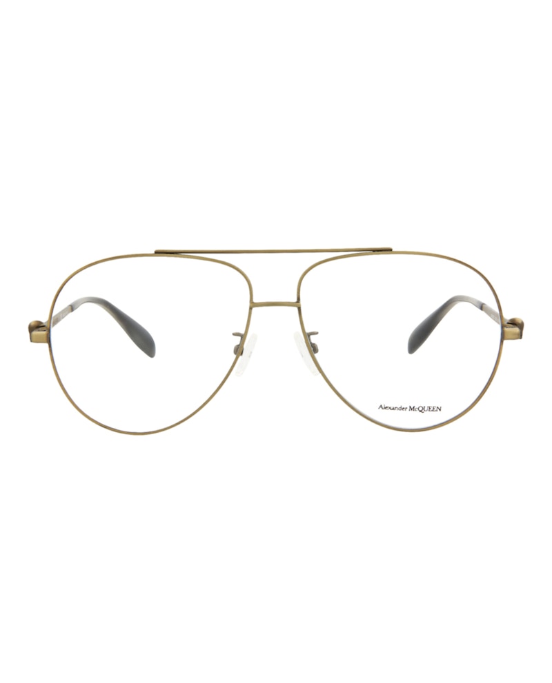 Alexander McQueen Aviator-Frame Metal Optical Frames Bronze Bronze ...