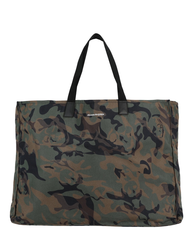 Alexander McQueen Camouflage Print Tote Military Black in Polyamide - US