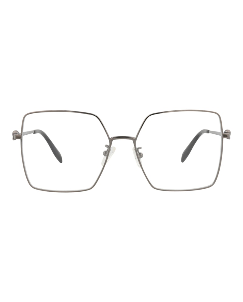Alexander McQueen Square-Frame Metal Optical Frames Ruthenium Ruthenium ...