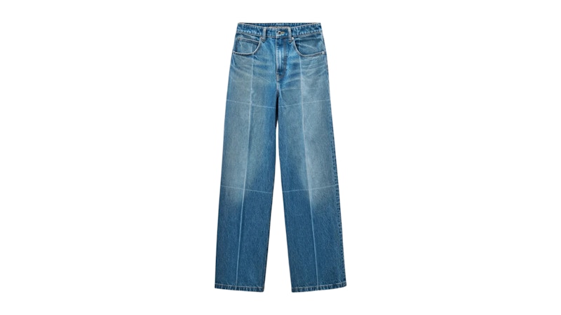 Alexander Wang Straight Faded Fold Lines Pants Vintage Marbled Blue ...