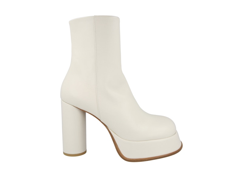 Ambush Square-Toe Platform Boots White Leather (Women's) - BWIJ003SLEA0010100 - US