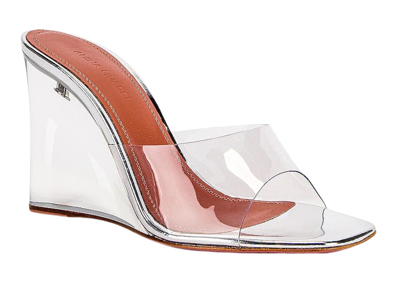 Amina Muaddi Lupita 95mm Glass PVC Wedge Transparent - Sneakers - US