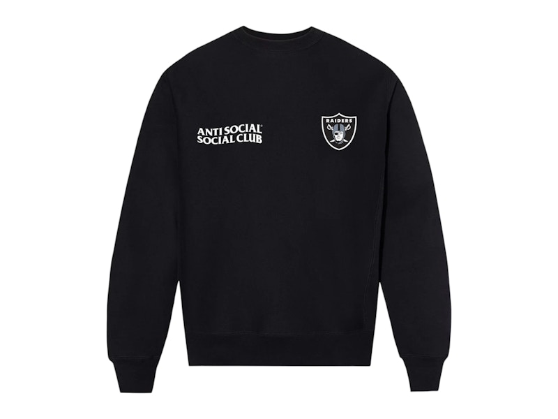 Anti Social Social Club x Las Vegas Raiders Team Crewneck Black Men's ...