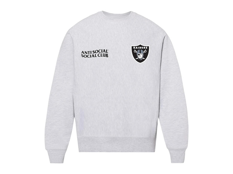 Anti Social Social Club x Las Vegas Raiders Team Crewneck Grey Hombre ...