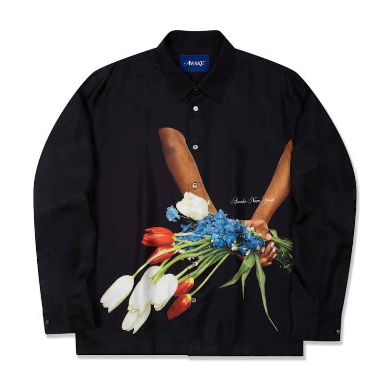 Awake Bouquet Silk Shirt Black Men's - FW20 - GB