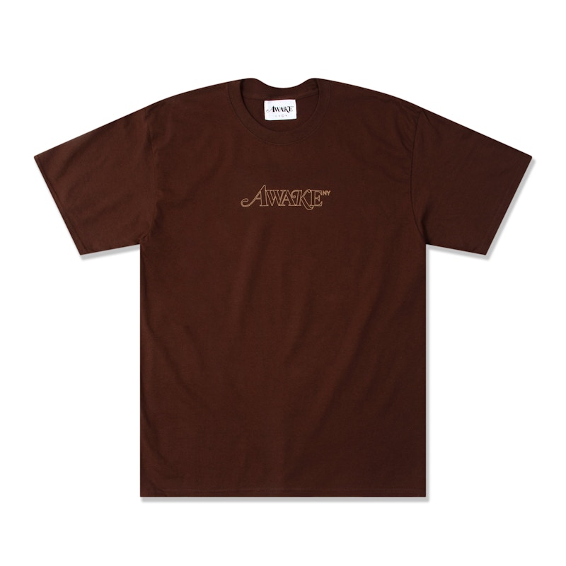 Awake Classic Outline Logo T-shirt Brown Men's - FW20 - GB