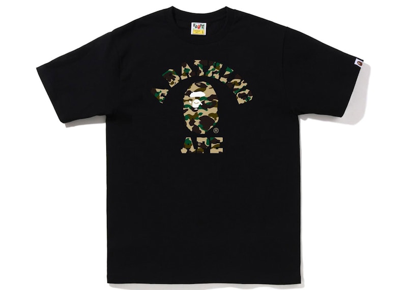 BAPE 1st Camo College Tee (FW22) Black Yellow Men's - FW22 - US