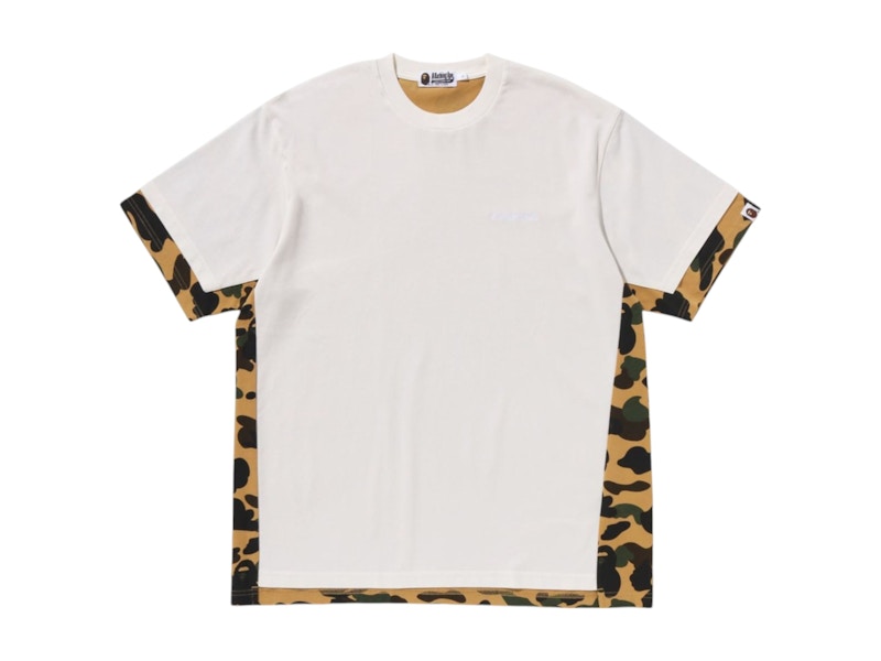 BAPE 1st Camo Heavy Washed Blocking Relaxed Fit Tee Ivory Men's - SS25 - US