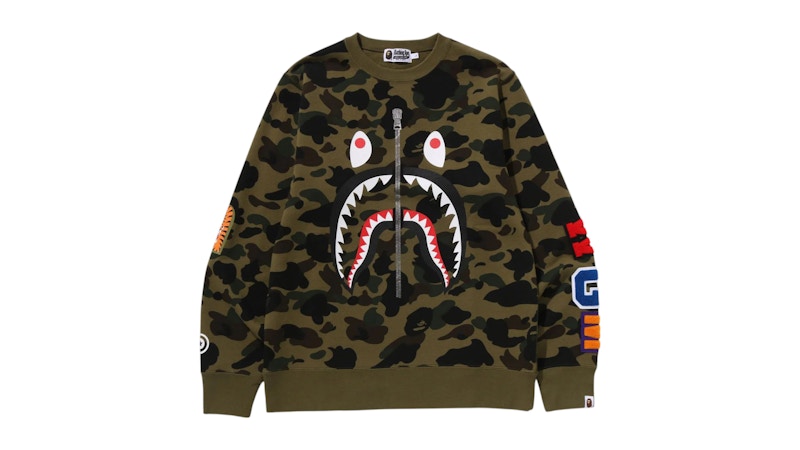 BAPE 1st Camo Shark Crewneck Sweatshirt Green Men's - FW25 - US