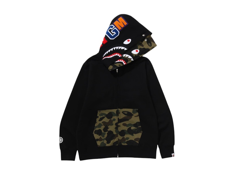 BAPE 1st Camo Shark Full Zip Double Hoodie Black Men's - SS25 - US