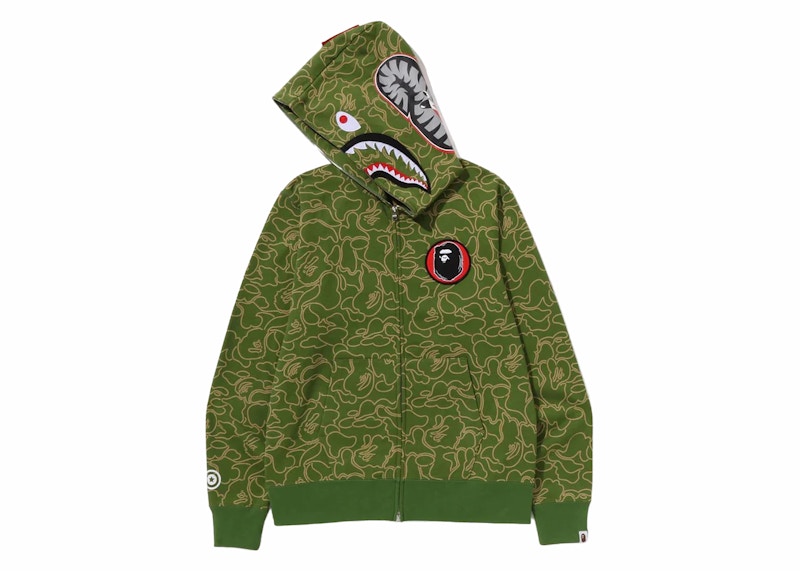 BAPE 30th Anniversary Line Camo Shark Full Zip Hoodie Green Men's ...
