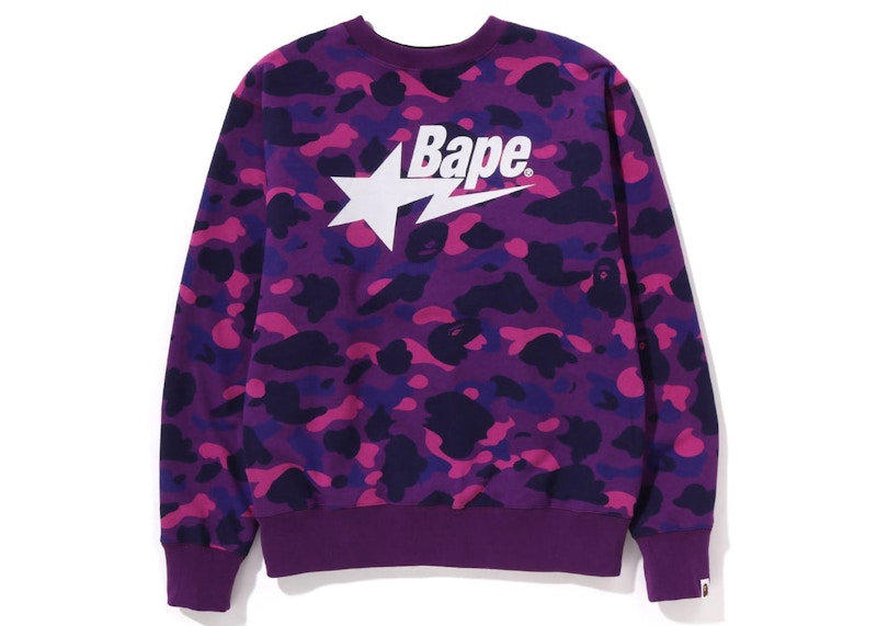 BAPE 4Way Relaxed Fit Crewneck Black Purple Men's - FW22 - US