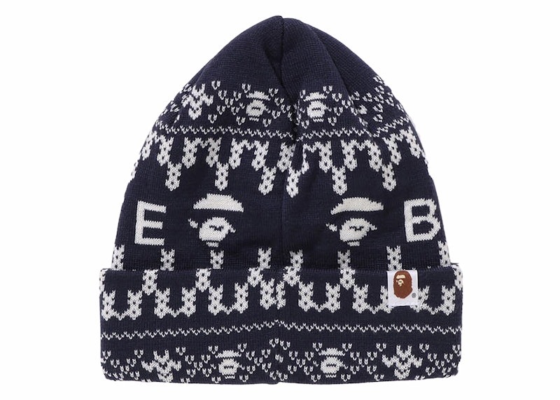 BAPE A Bathing Ape Knit Cap Navy - FW23 - US