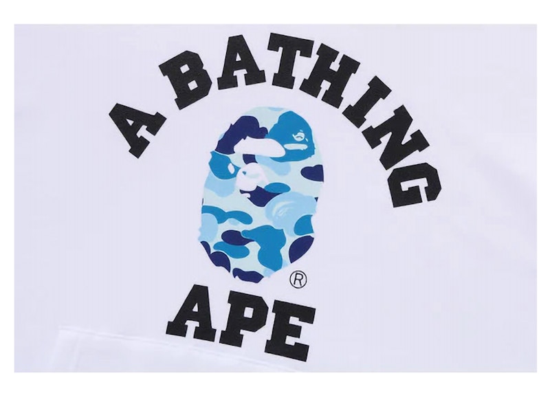 BAPE ABC Camo College Organic Cotton Pullover Hoodie White/Blue Men's ...