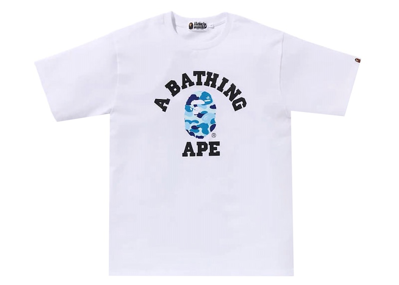BAPE ABC Camo College Organic Cotton Tee White/Blue Men's - SS24 - US