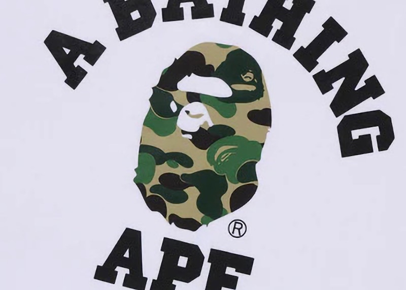 BAPE ABC Camo College Organic Cotton Tee White/Green Men's - SS24 - US