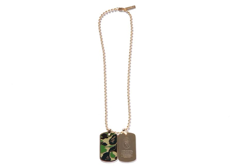 BAPE ABC Camo Dog Tag Set Necklace Gold Men's - FW24 - US
