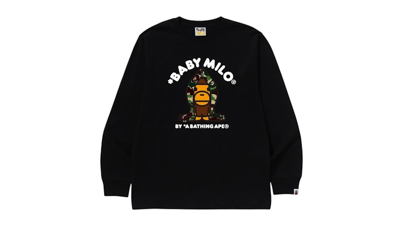 BAPE ABC Camo Milo Hoodie L/S Tee Black/Green Men's - FW25 - US
