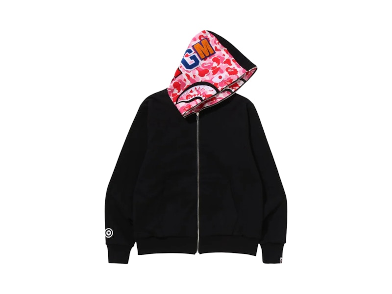 BAPE ABC Camo Reversible Shark Full Zip Hoodie Pink/Black Men's - US