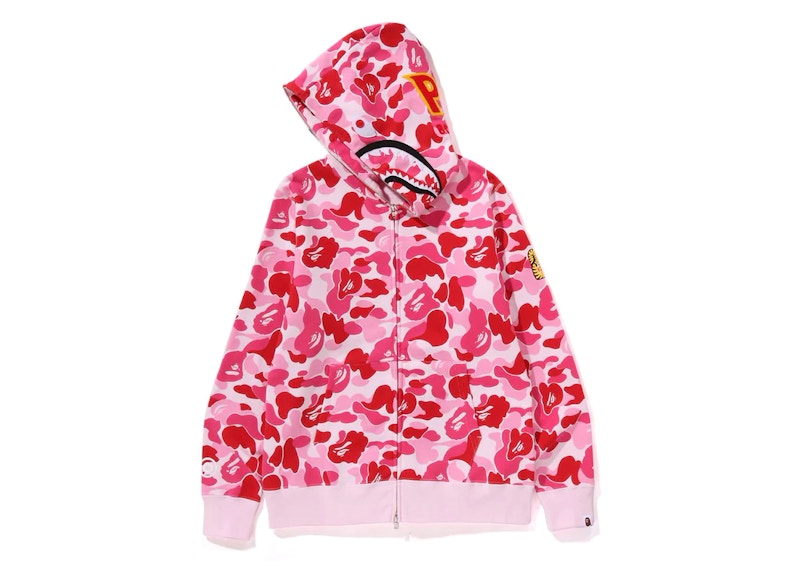 BAPE ABC Camo Shark PONR Full Zip Hoodie Pink Men's - Permanent ...
