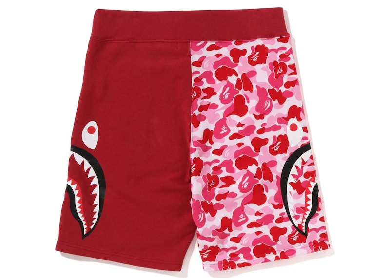 BAPE ABC Camo Side Shark Sweat Shorts Pink/Red Men's - SS23 - US