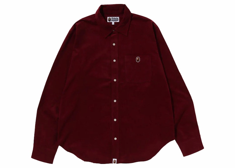 BAPE Ape Head One Point Corduroy Shirt Burgundy Men's - FW23 - US