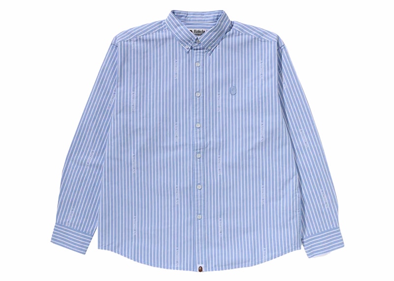 BAPE Ape Head One Point Logo Stripes Shirt Sax Men's - SS24 - US