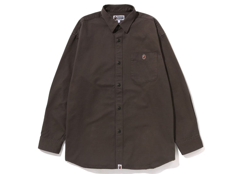 BAPE Ape Head One Point Washed Loose Fit Shirt Olive Drab Men's - SS23 - US