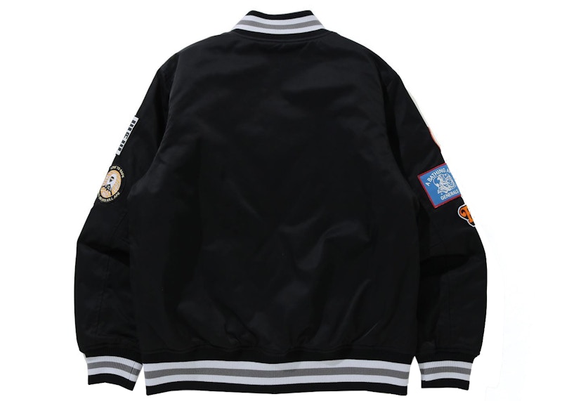 BAPE Archive Patch Puffer Nylon Varsity Jacket Black Men's - FW21 - US