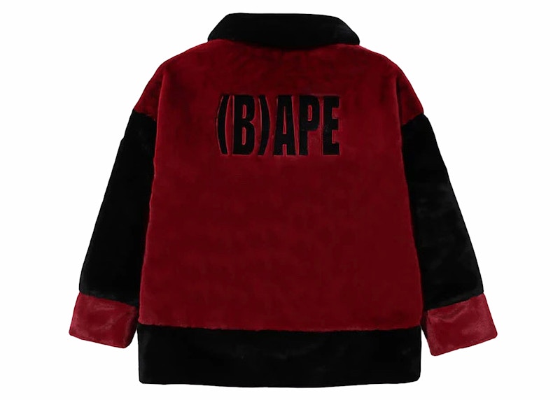 BAPE (B)Ape Faux Fur Jacket Burgundy Men's - SS24 - US