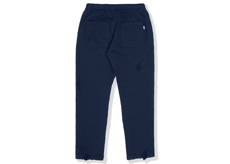 BAPE BLACK Label Distressed Sweat Pants Navy Men's - FW22 - US
