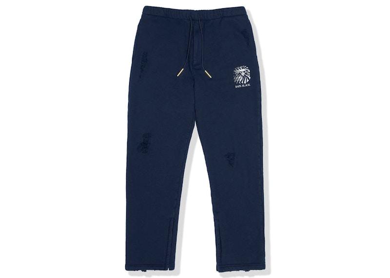 BAPE BLACK Label Distressed Sweat Pants Navy Men's - FW22 - US