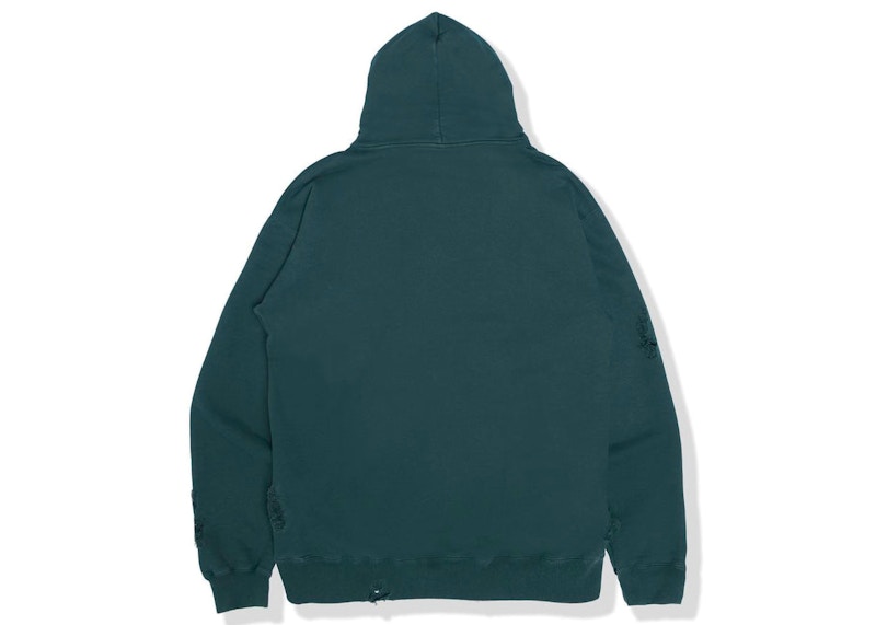 BAPE BLACK Label Logo Distressed Hoodie Green Men's - FW22 - US